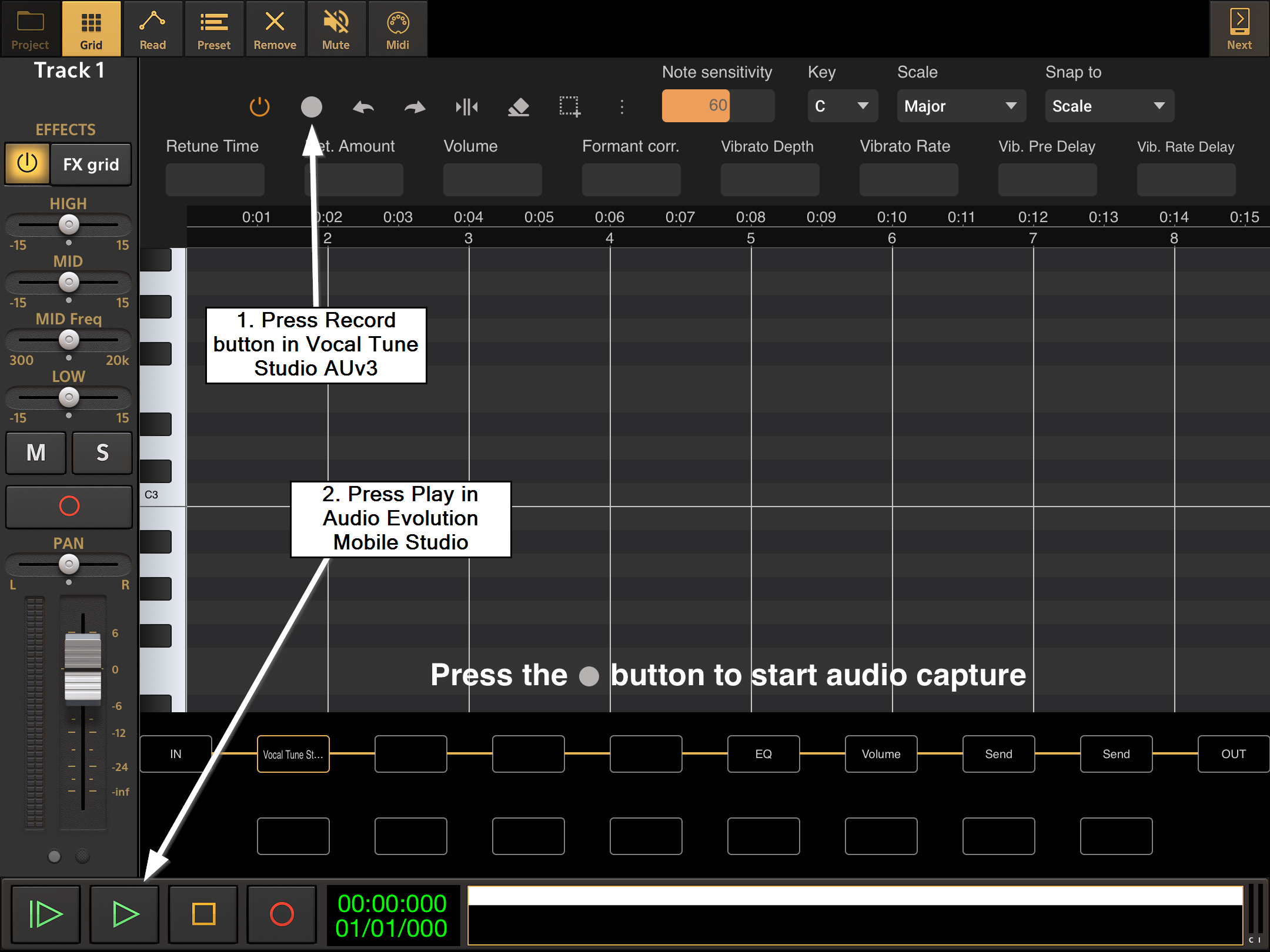 How to load and use Vocal Tune Studio in popular AUv3 host apps